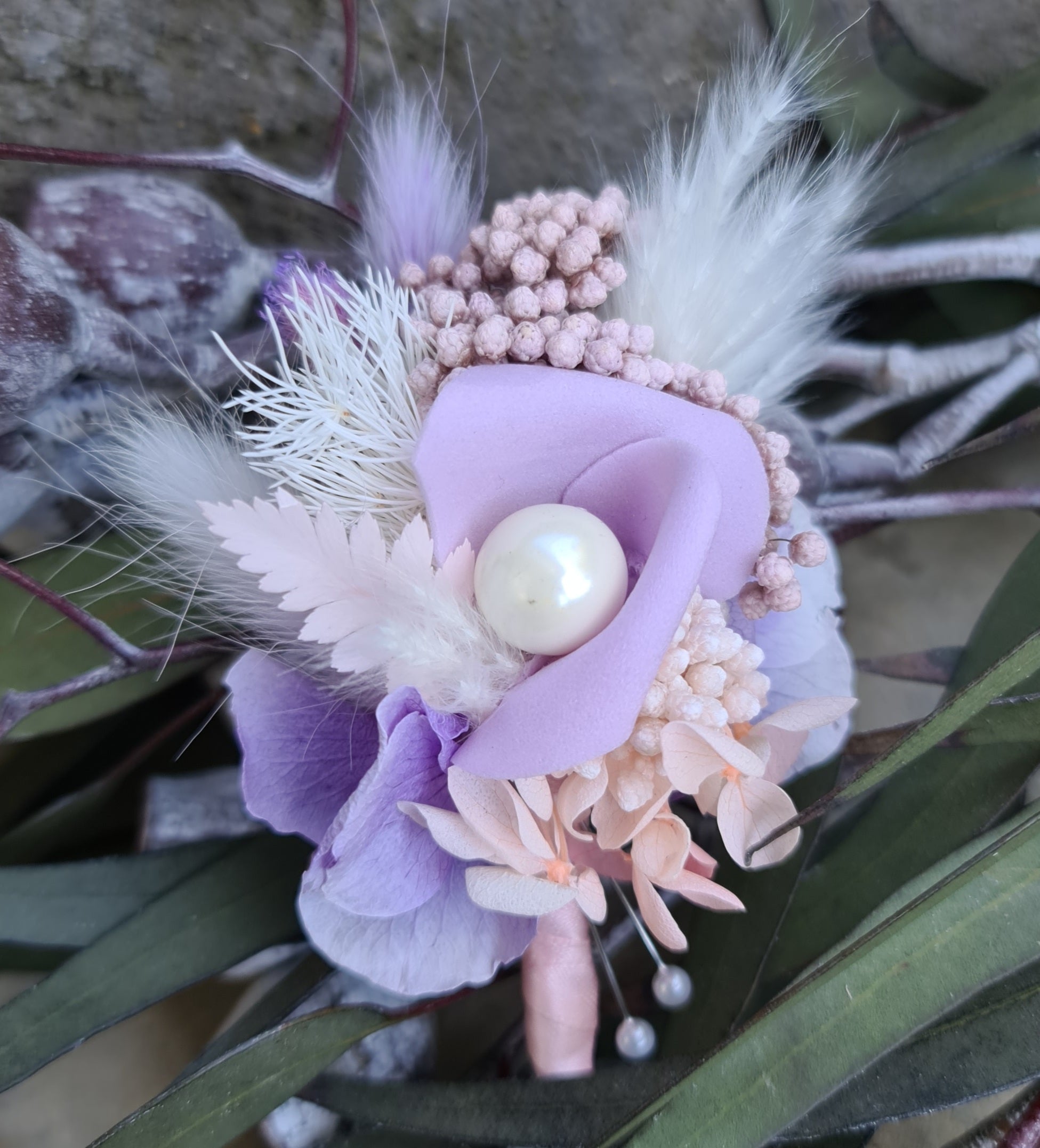 Everlasting flowers wedding buttonhole - Violet, Pink & White – Amazing ...