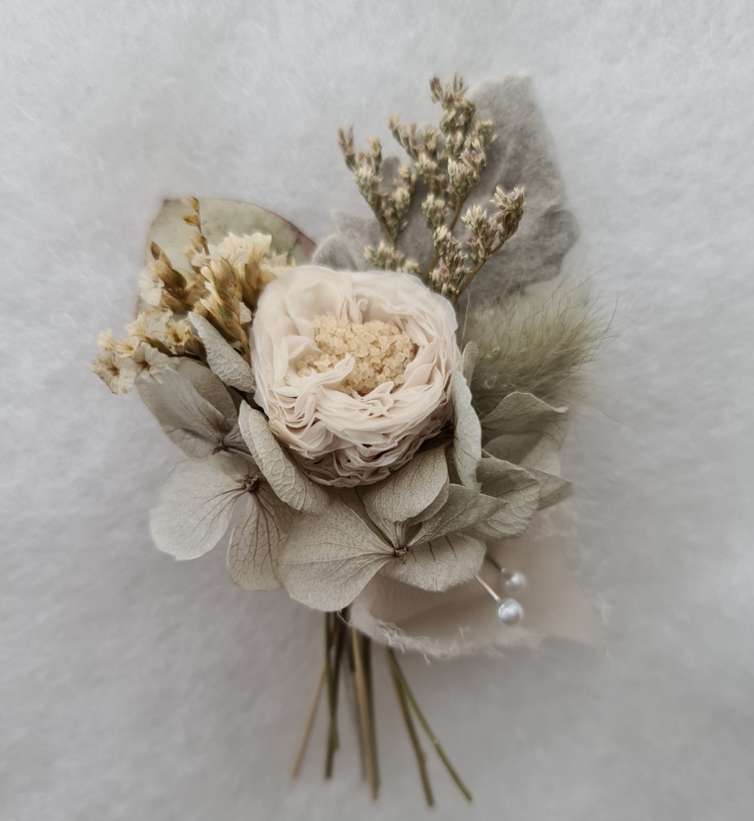 Groom's mini preserved peony buttonhole - olive, sage green - wedding ...