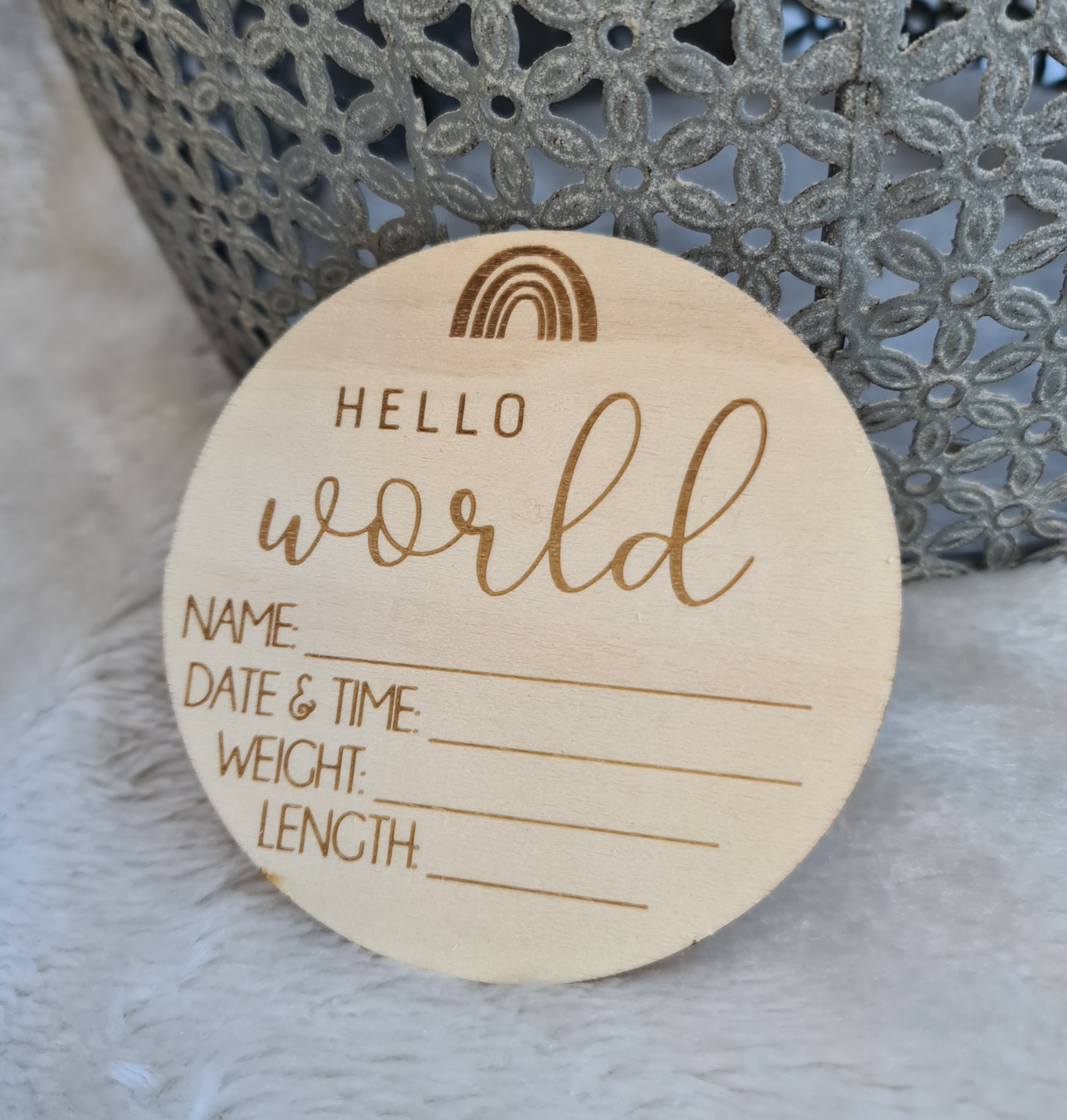 Wooden Baby Birth announcement disc – Amazing Blooms AU